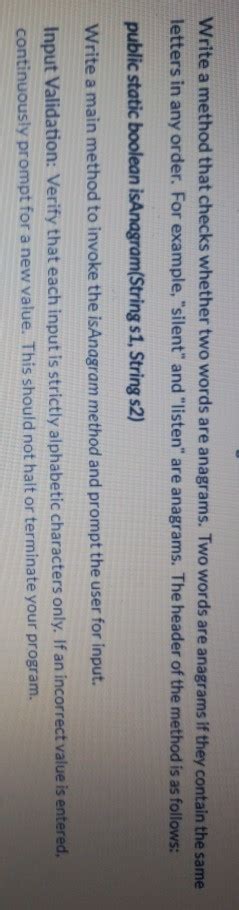 Solved Write A Method That Checks Whether Two Words Are