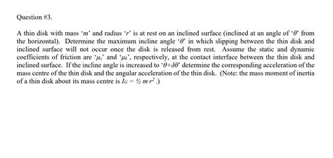 Solved Question A Thin Disk With Mass M And Radius R Chegg Com