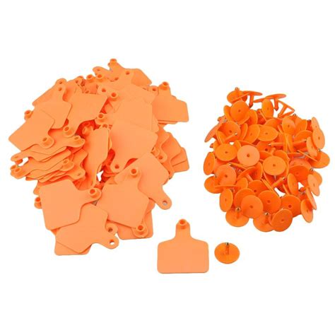 100x Cattle Ear Tags 6x7cm Set Medium Orange Blank Cow Sheep Livesto