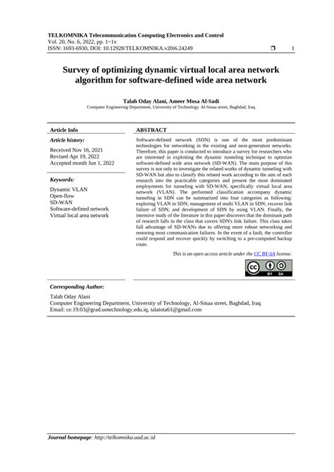 Pdf Survey Of Optimizing Dynamic Virtual Local Area Network Algorithm For Software Defined