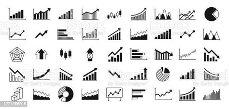 비즈니스 그래프 및 차트 아이콘입니다 비즈니스 인포그래픽 아이콘입니다 통계 및 데이터 차트 다이어그램 돈 아래 또는 위쪽 화살표 경제 감소 재무 차트 벡터 그림입니다 0명에