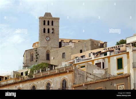 The Cathedral In The Old Town Eivissa The Capital Of The Spanish Island