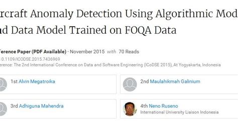 Aircraft Anomaly Detection Using Algorithmic Model And Data Model