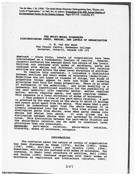 Pdf The Multi Modal Hierarchy Distinguishing Parts Wholes And