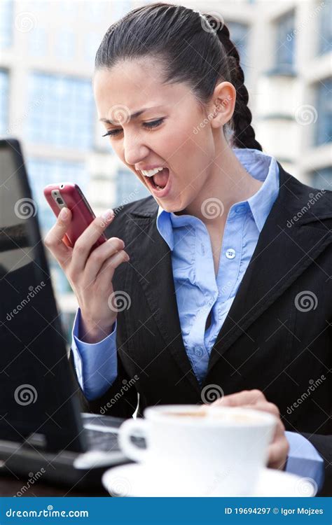 Upset Phone Woman Stock Image Image Of Business Adult