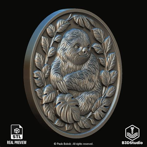 🦥 High Detail Sloth Relief For Cnc Laser And 3d Print Stl File 4k