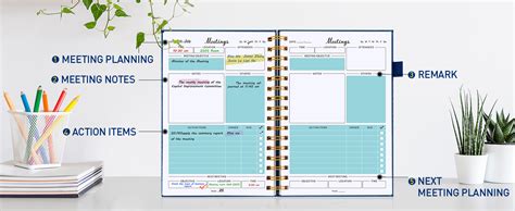 Jubtic Meeting Notebook For Work With Action Items Meeting Planner With Index Pages