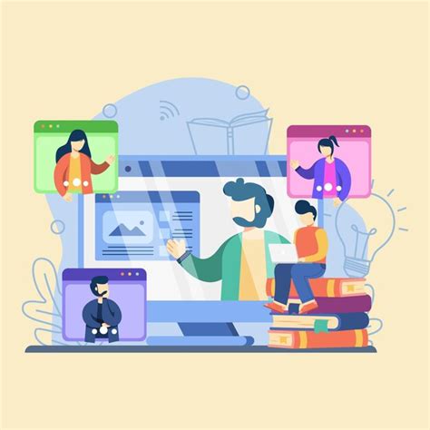 원격 교육 일러스트 프리미엄 벡터