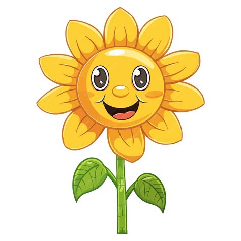 Cute Happy Cartoon Sunflower Vector Premium Ai Generated Vector