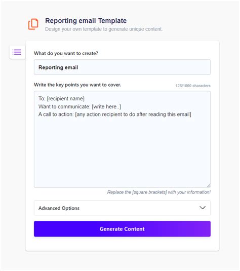 reporting email template ai generator with examples wordkraft