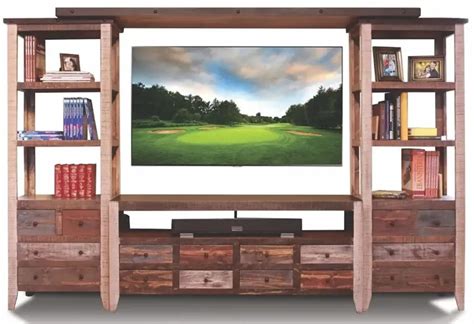 Antique Red Pine 4 Piece Entertainment Center By Rc Willey