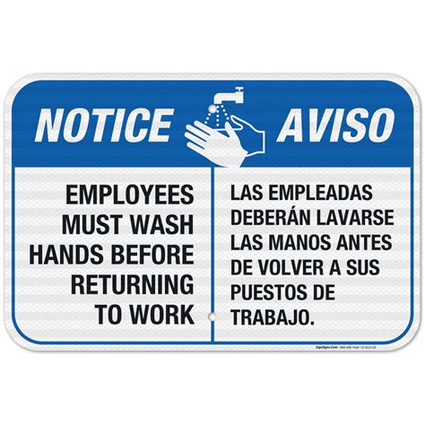 Employees Hand Washing Sign Bilingual English Spanish