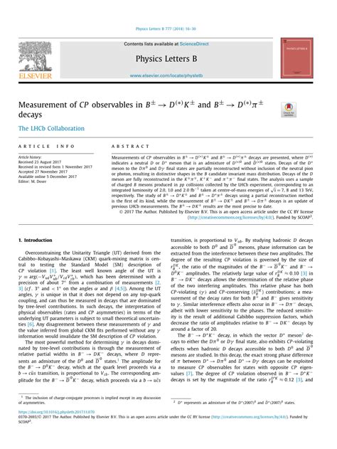 Pdf Measurement Of Cp Observables In B ± → D ⁎ K ± And B ± → D