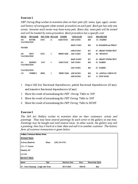 Normalization Exercises Pdf Pet Domesticated Animals