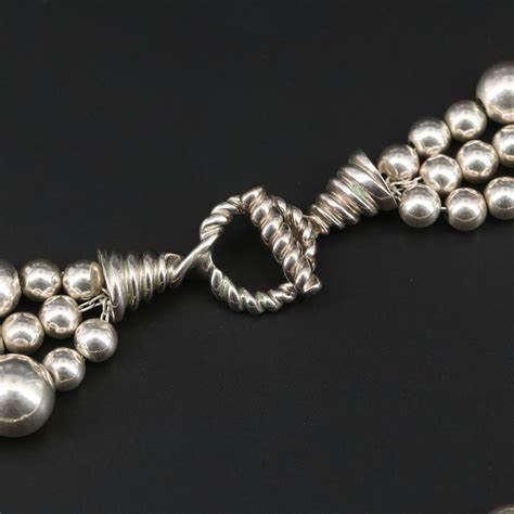 Tiffany And Co Sterling Silver Three Strand Bead Torsade Necklace Ebth