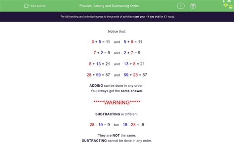 Adding And Subtracting Order Worksheet EdPlace