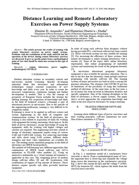 Distance Learning And Remote Laboratory Exercises On Power Supply Systems Pdf Educational