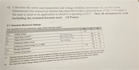 Solved E Calculate The Worst Case Temperature And Voltage Chegg