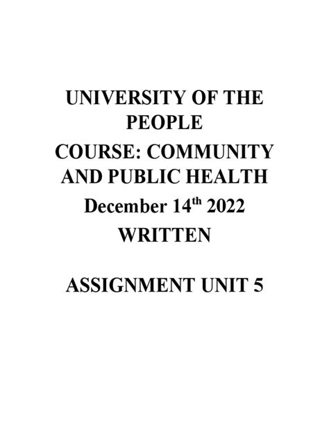 Written Assig Unit 5 Pdf Public Health Chronic Condition