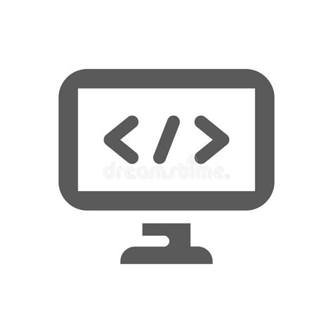 computer monitor and programing code icon stock vector illustration