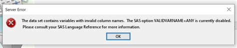 solved the data set contains variables with invalid column names the