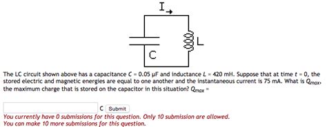 solved the lc circuit shown above has a capacitance c 0 05