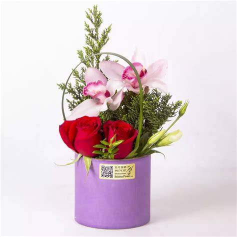 خرید باکس گل کوچک رز و ارکیده کد 17419 باختر