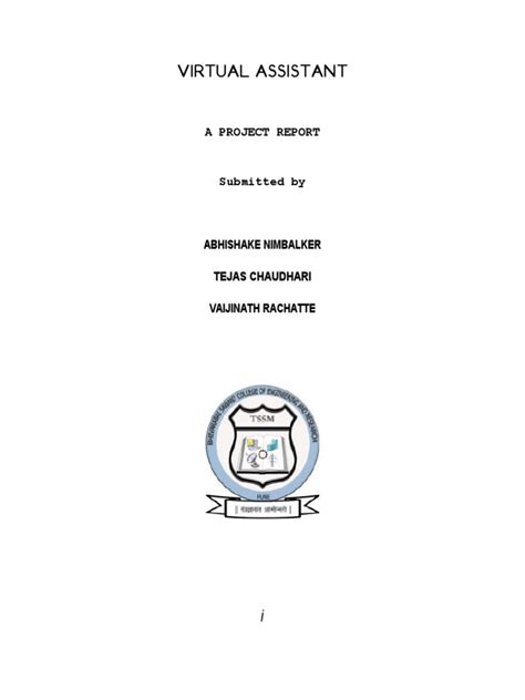 Virtual Assistant A Project Report Pdf Speech Recognition Speech Synthesis