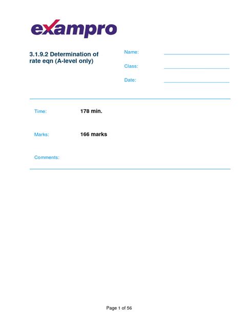3 1 9 2 determination of rate eqn a level only pdf reaction rate