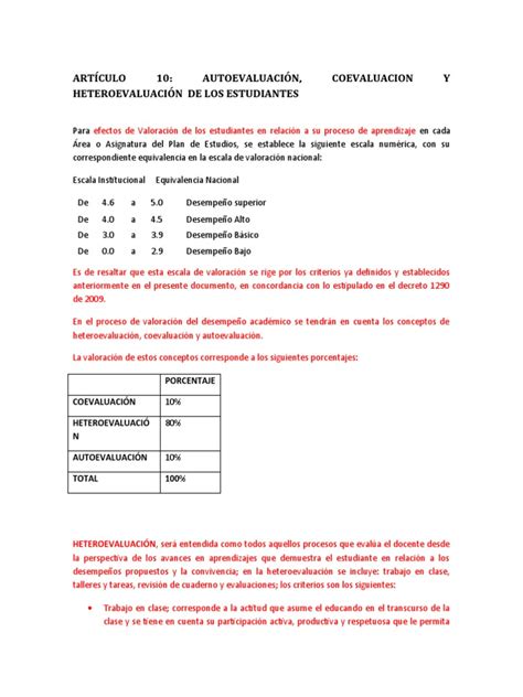 ArtÍculo 10borrador Auto Coe Hetero Sep 2018 Pdf Evaluación Aprendizaje