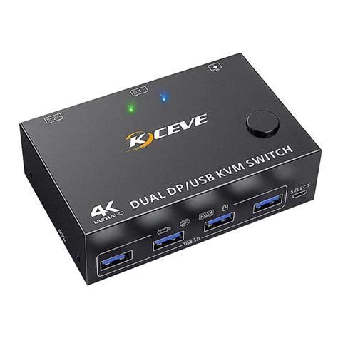 Displayport Kvm Switch Dual Monitor Usb Switcher Controls Splitter Dp Extended Display For