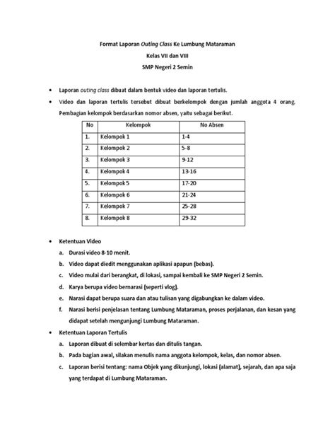 Format Laporan Outing Class Ke Lumbung Mataraman Pdf Format Laporan Outing Class Ke Lumbung Mataraman Pdf