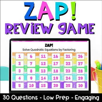 Review Game Solving Quadratic Equations By Factoring By Algebra Star