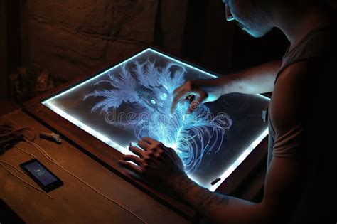 Fiber Optic Led Touchscreen Robot Angelarium Interface Stock Illustration Illustration Of