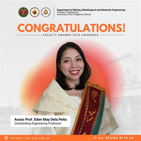 🎉 Congratulations to our DMMME faculty awardees at this year's UP College of Engineering Faculty ...