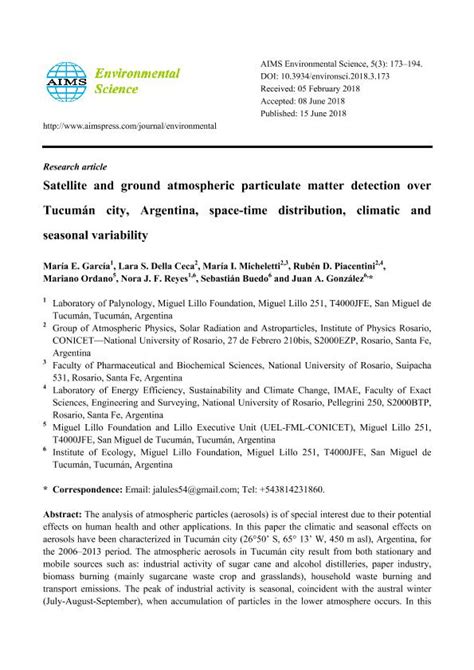Satellite And Ground Atmospheric Particulate Matter Detection Over