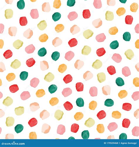 Textural Dots Vector Seamless Pattern Girly Seamless Pattern Pink Green Yellow Red Circles