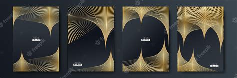 골드와 블랙 럭셔리 배경 디자인 모음 프리미엄 벡터