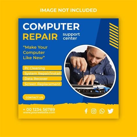 Premium Vector Computer Repair Flyer Social Media Design Ads Post