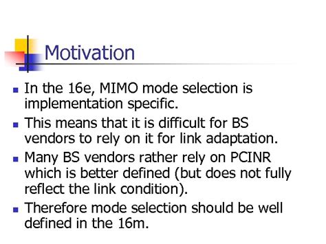 Mode Selection Based On Effective Cinr Document Number