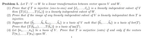 Solved Problem Let T V W Be A Linear Transformation Chegg