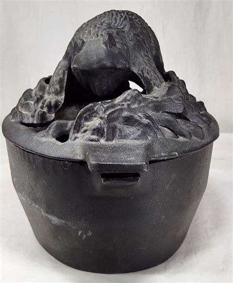 Vintage John Wright Cast Iron Black Bear Stove Top Steamer Humidifier