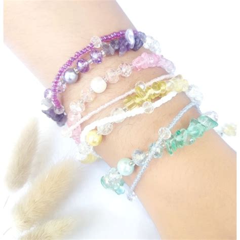 Jual Gelang Wanita Gelang Aksesoris Wanita Gelang Korean Style Gelang Manik Batu Pecah Bracelet