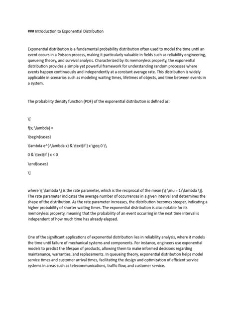 Introduction To Exponential Distribution Pdf Statistical Models