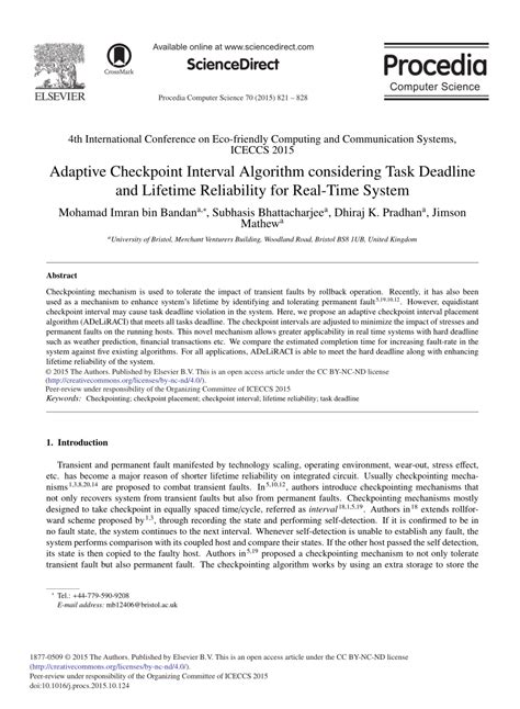 Pdf Adaptive Checkpoint Interval Algorithm Considering Task Deadline