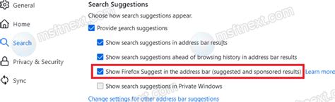 Disable Firefox Suggest In The Mozilla Firefox Browser