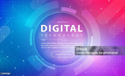 디지털 기술 배너 블루 핑크 배경 사이버 기술 라이트 퍼플 효과 추상 기술 혁신 미래 데이터 인터넷 네트워크 Ai 빅 데이터