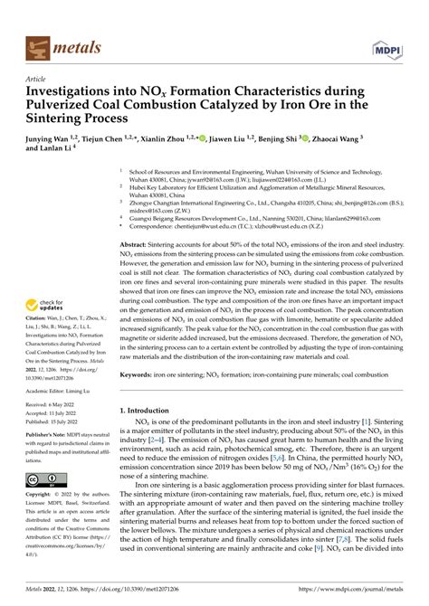 Pdf Investigations Into Nox Formation Characteristics During Pulverized Coal Combustion