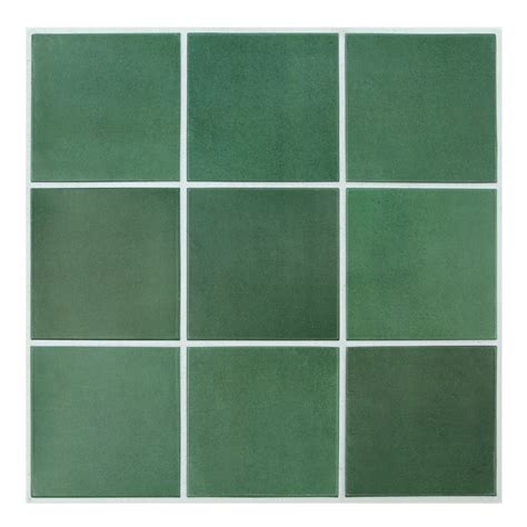 3d Dark Green Square Peel And Stick Wall Tile Commomy