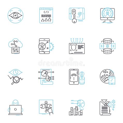 Data Administration Linear Icons Set Management Organization Control